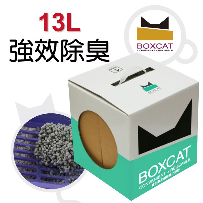 【BOXCAT盒砂】國際貓家-綠標 13L(10KG)， 強效除臭大球礦砂，多貓家庭CP值高，貓砂_MOOMPETS SHOP