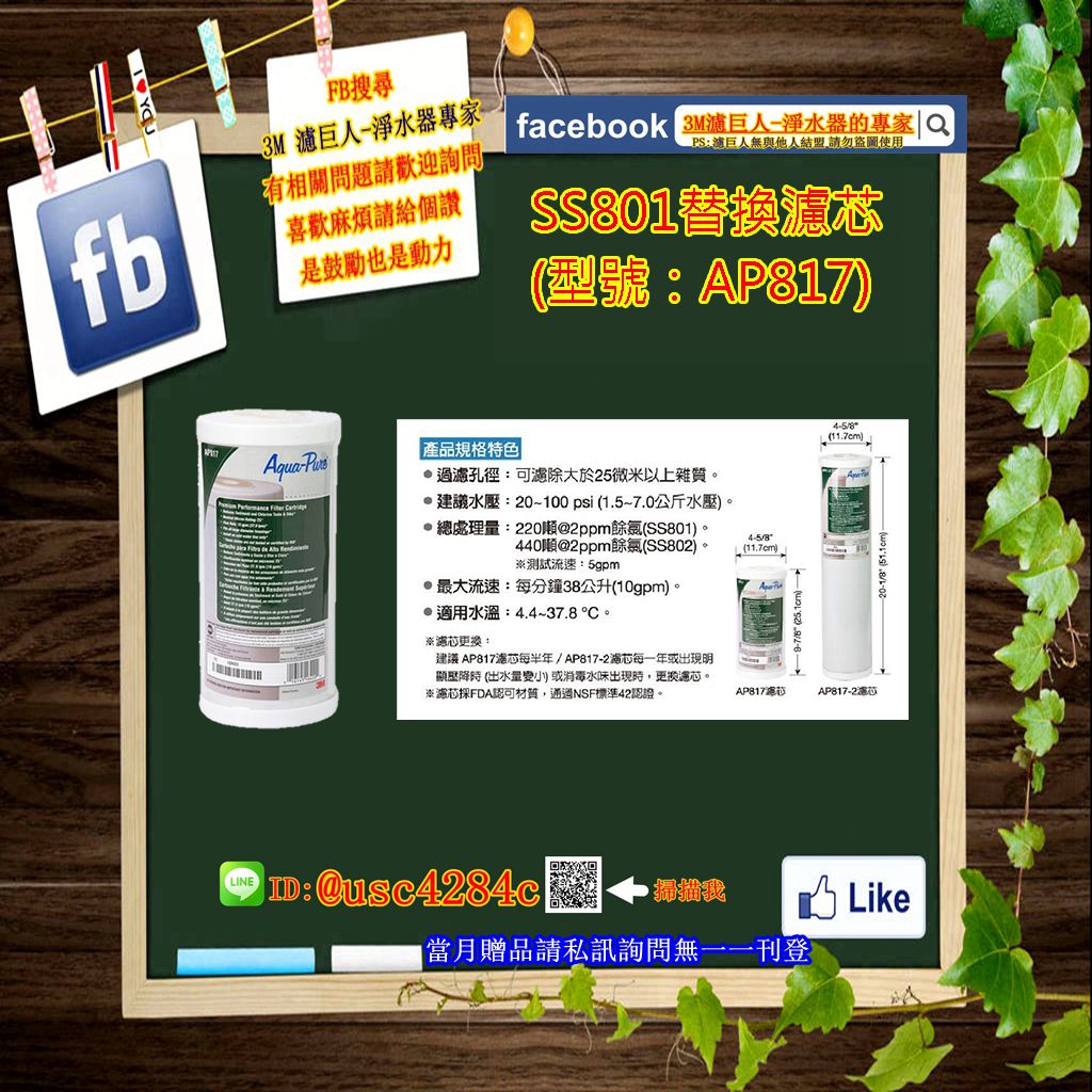 3M濾巨人 | 3M SS801 全戶式活性碳濾心 AP817_3M 濾巨人 - 淨水器專家