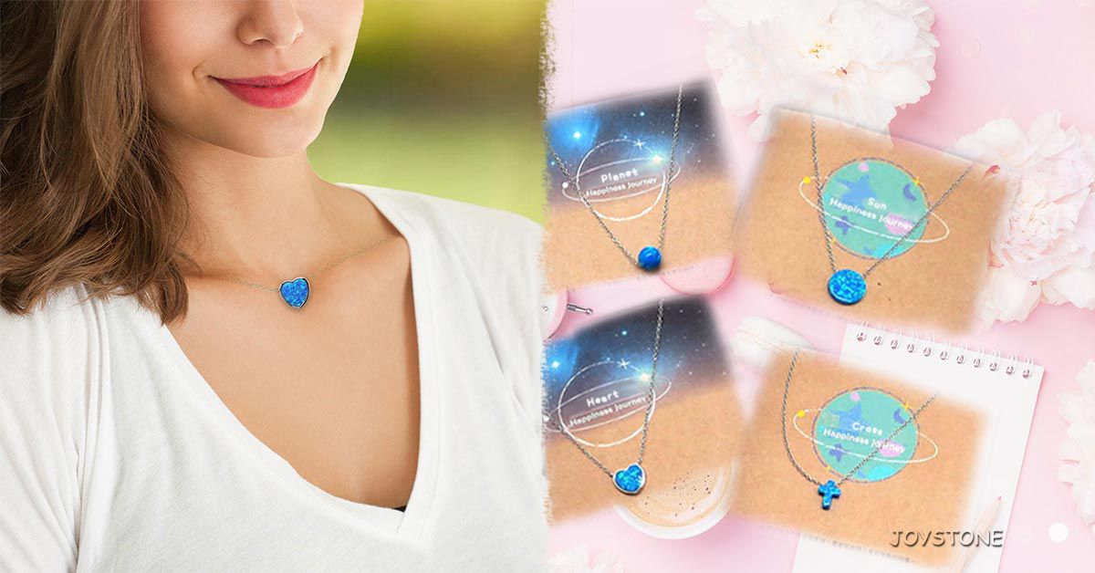 愛心項鍊 純銀信仰項鍊 蛋白石墜飾 極細鎖骨鍊 可調式鍊長_JOYSTONE 風格飾物