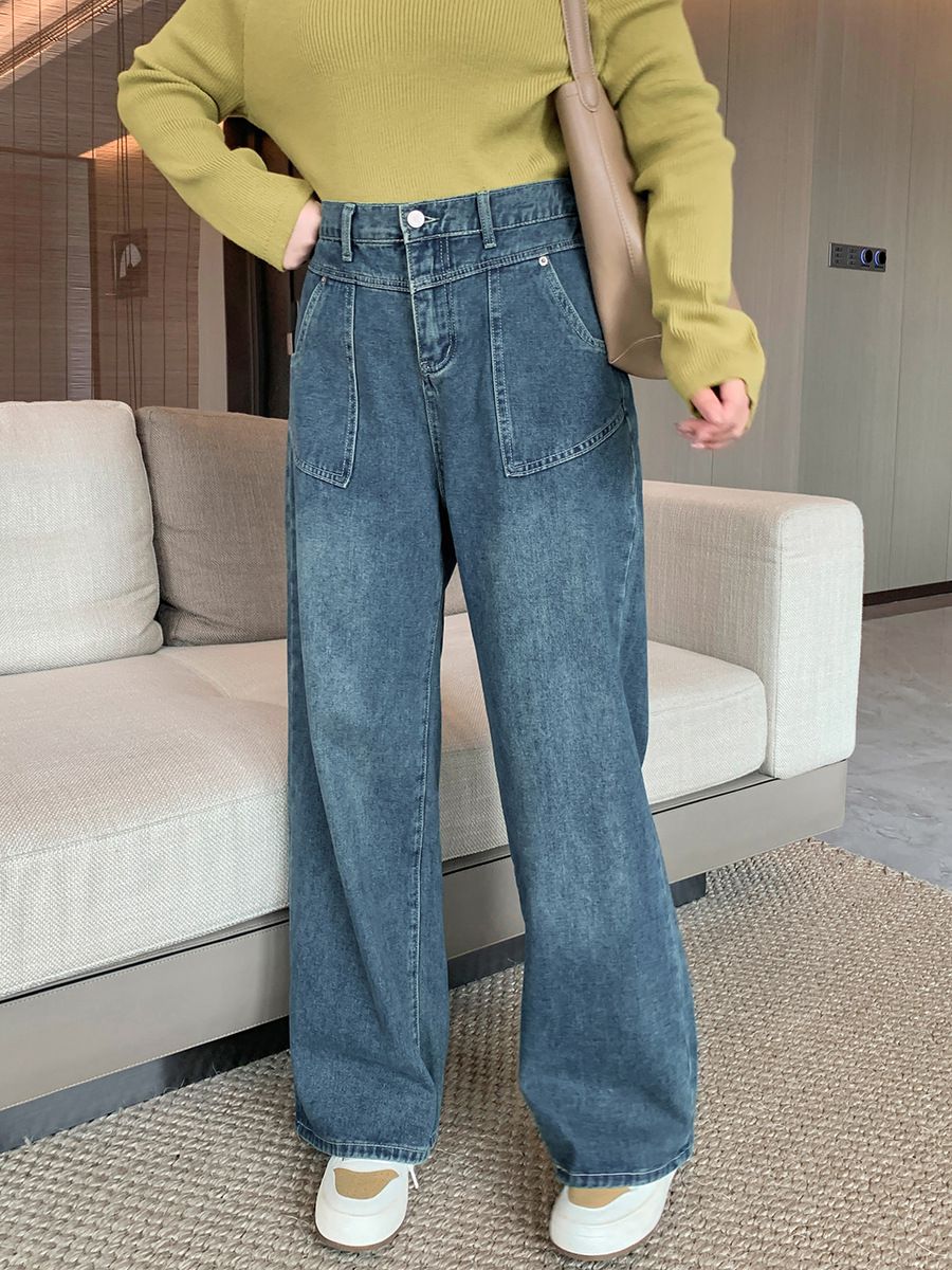 雙天2023秋冬新款大尺碼復古磨毛牛仔褲#31151#_🎀1618𝐆𝐎🎀