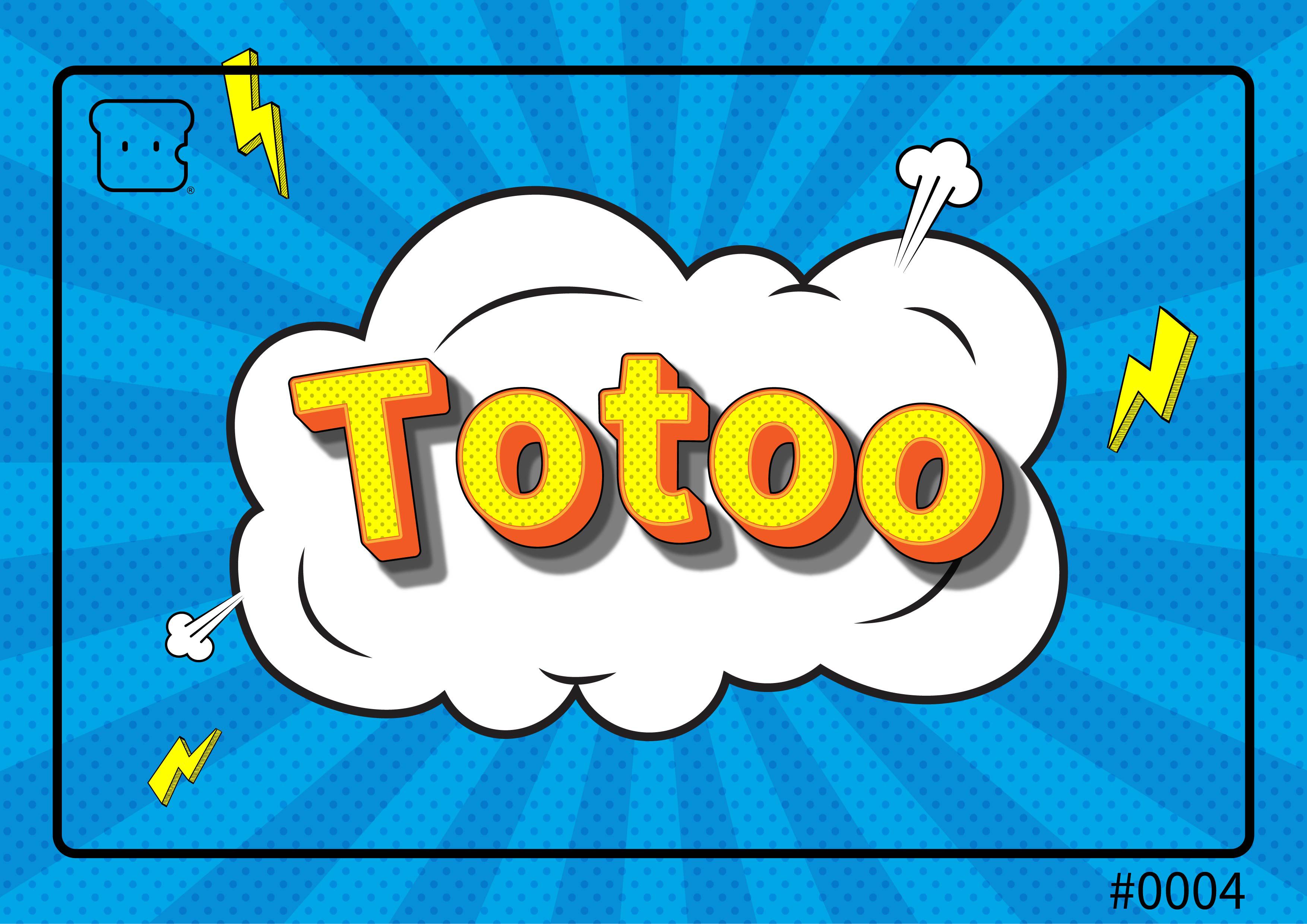 #0004藍底紅黃字陰影普鋪藝術爆炸藝術字_圖圖文創Totoo Design