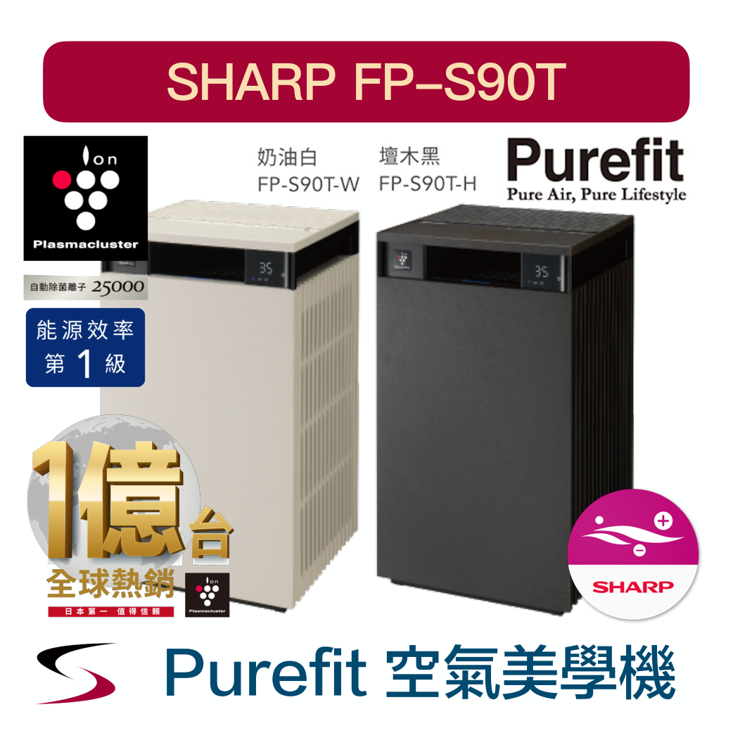 空氣清淨機【FP-S90T】適用27坪 自動除菌離子25000濃度 AIoT智慧遠端控制 美學機 節能一級 原廠保固_享映VIP商城💎全館10%回饋🧧蛇麼都要最優惠