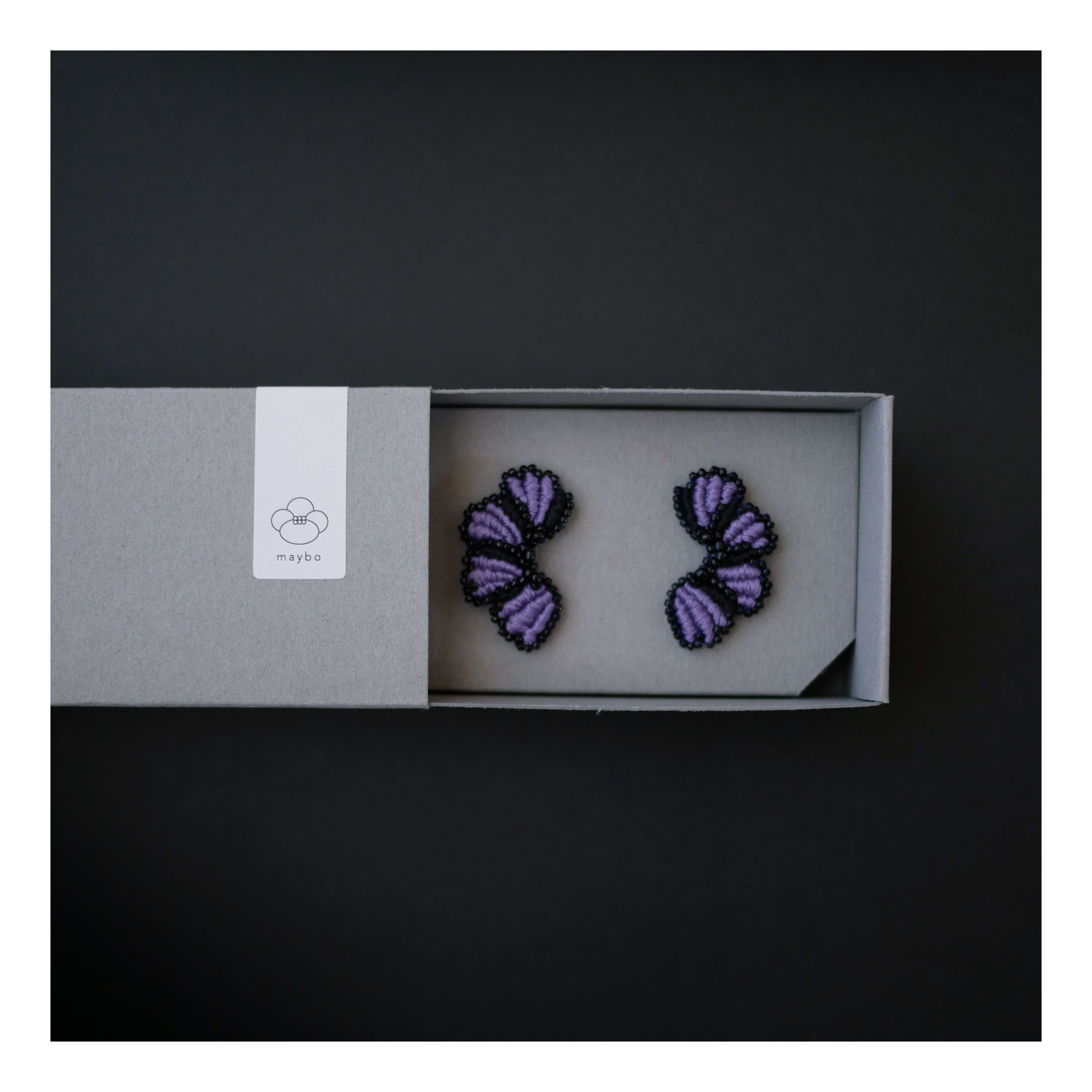 花領（藤紫）｜耳環_梅波 maybo
