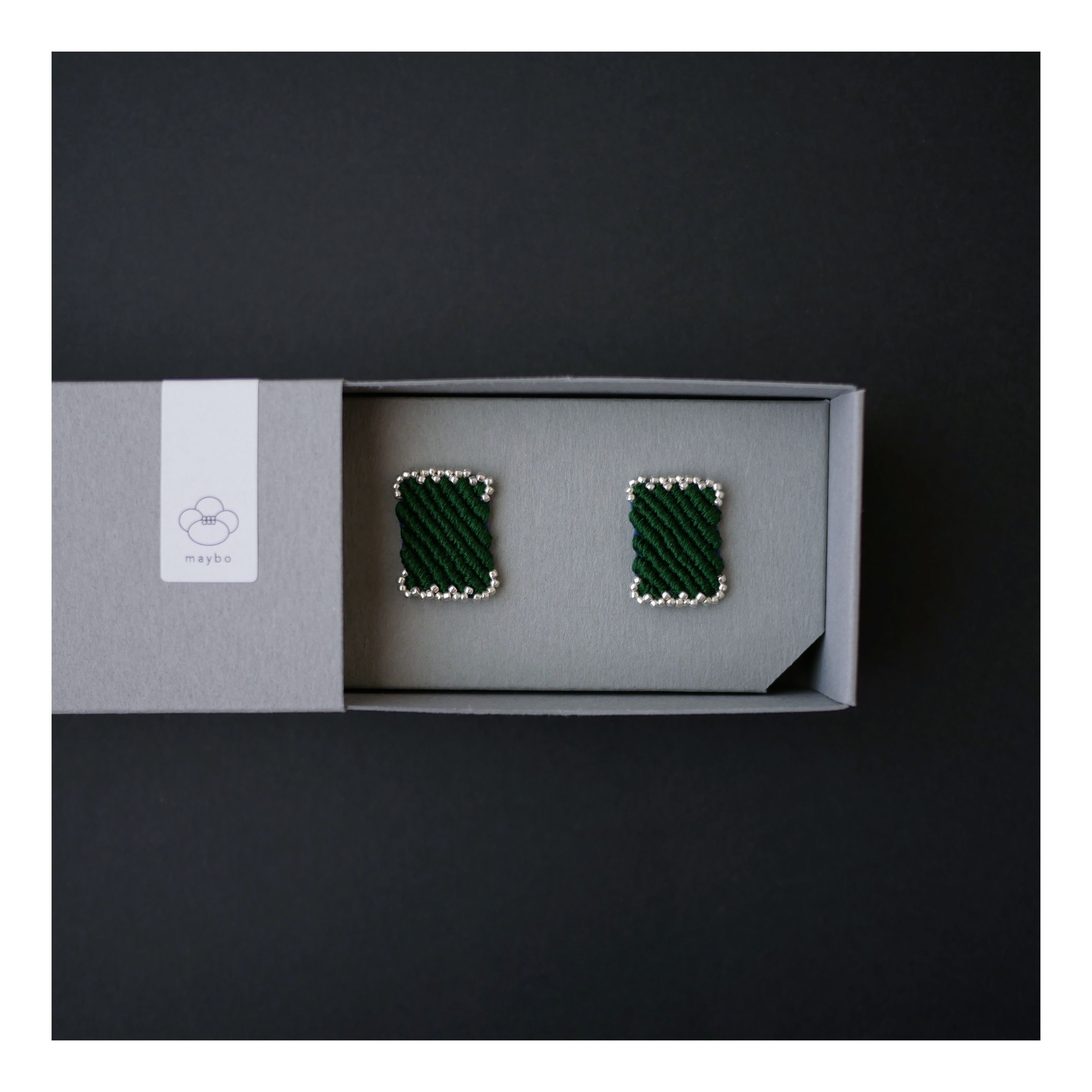 線捲（濃綠）｜耳環_梅波 maybo